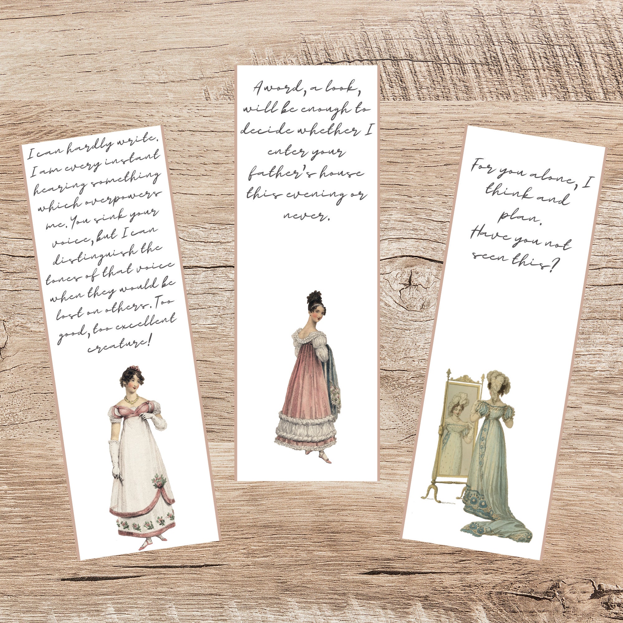 Printable Bookmarks, Printable Bookmarks Jane Austen Inspired, Jane ...