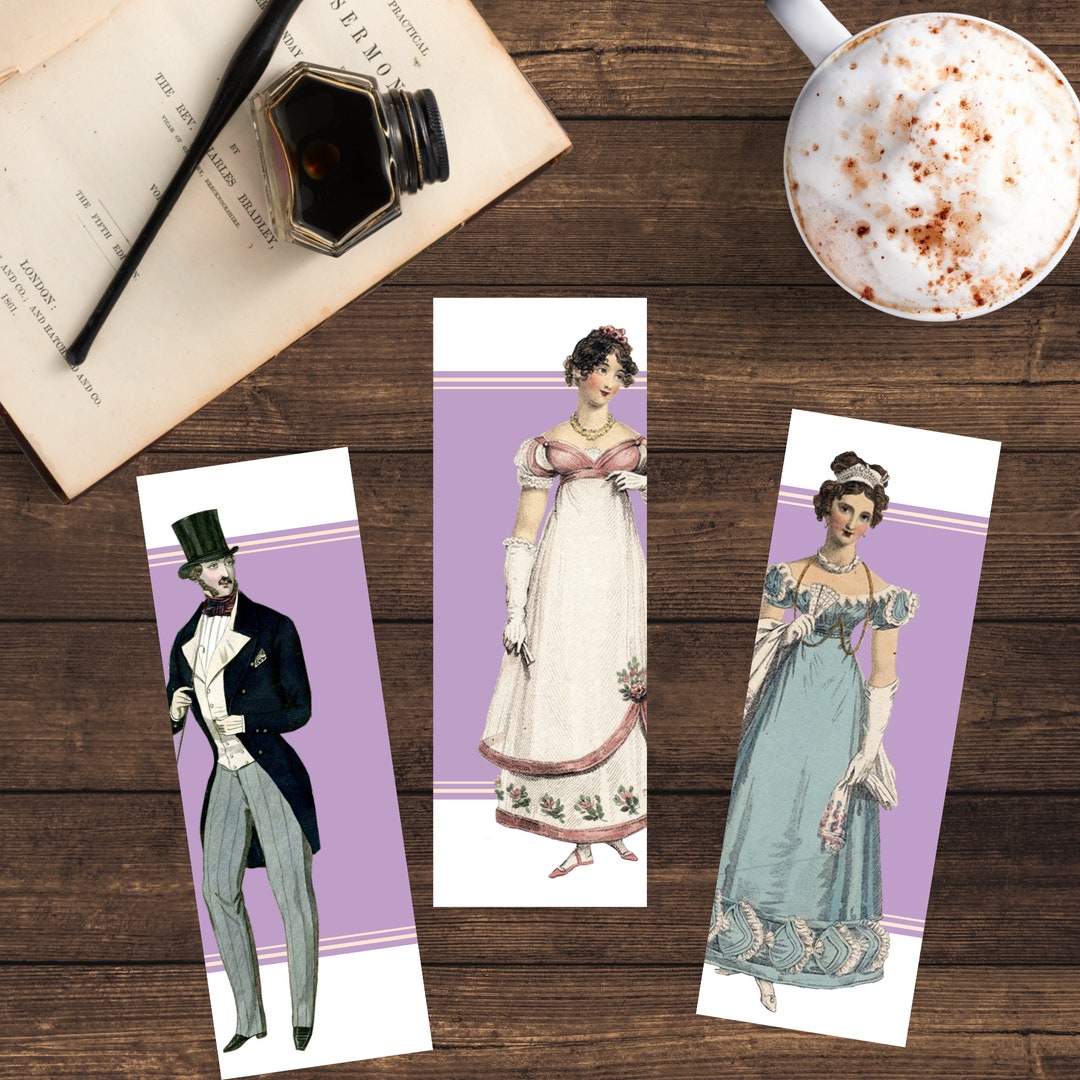 Printable Set of 3 Bookmarks, Jane Austen Inspired, Victorian Bookmark ...