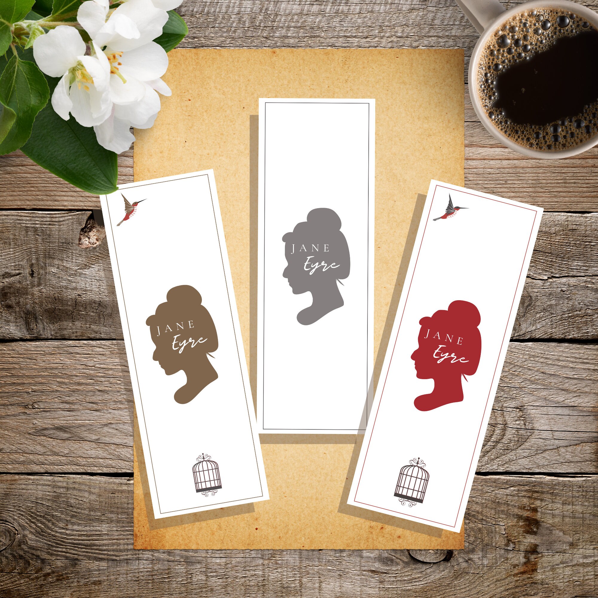 Set of 3 Printable Bookmarks, Printable Bookmarks Jane Eyre Inspired ...