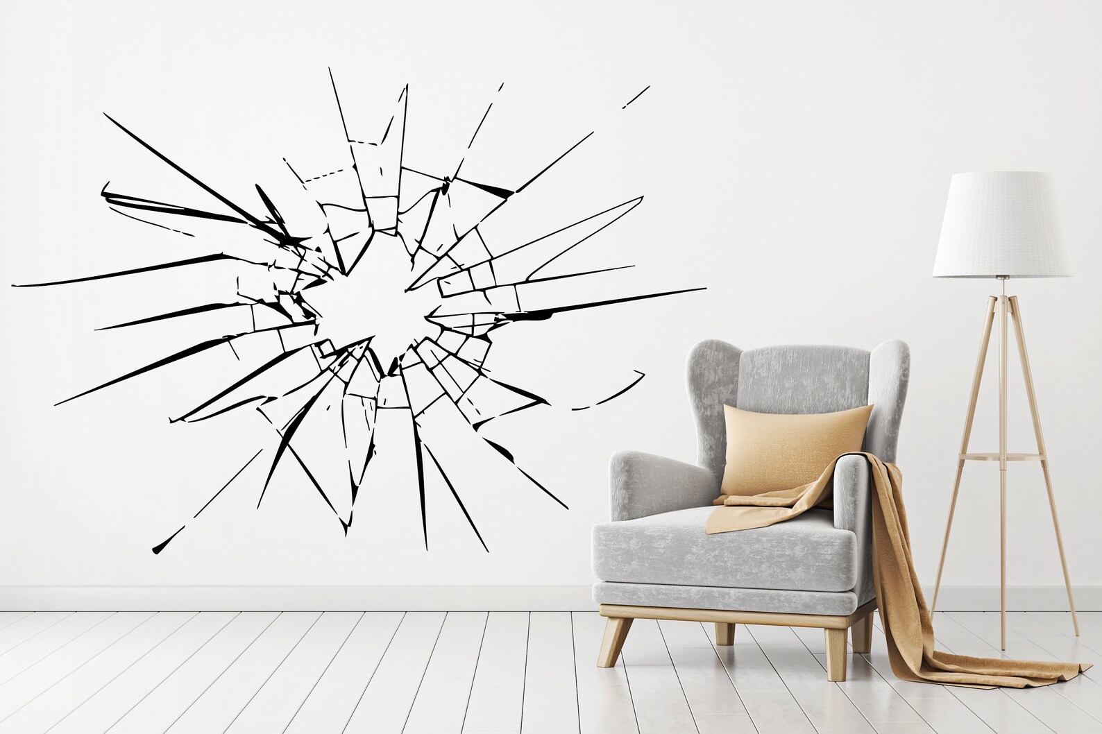 Glass Crack Broken Hole Wall Vinyl Sticker Decal Mural | Etsy