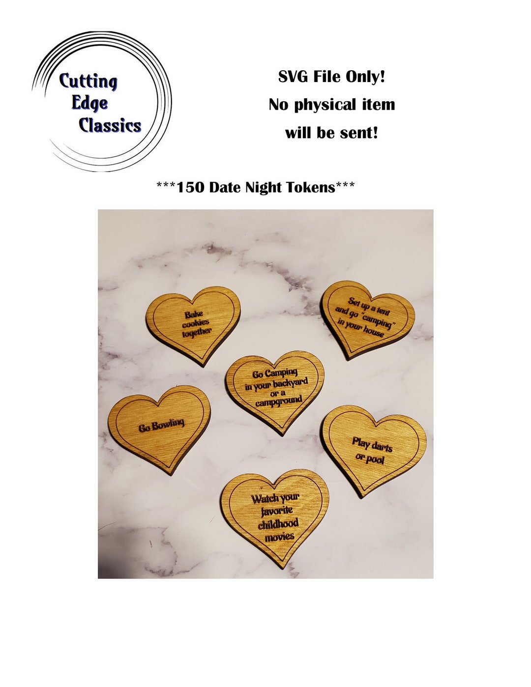 SVG File 150 Date Night Heart Tokens Date Night Ideas Couples ...