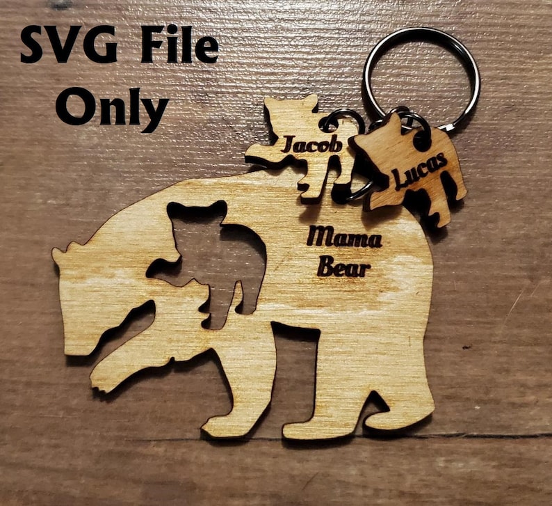 Laser Cut Big Bear and Little Bears Keychain SVG File - Etsy