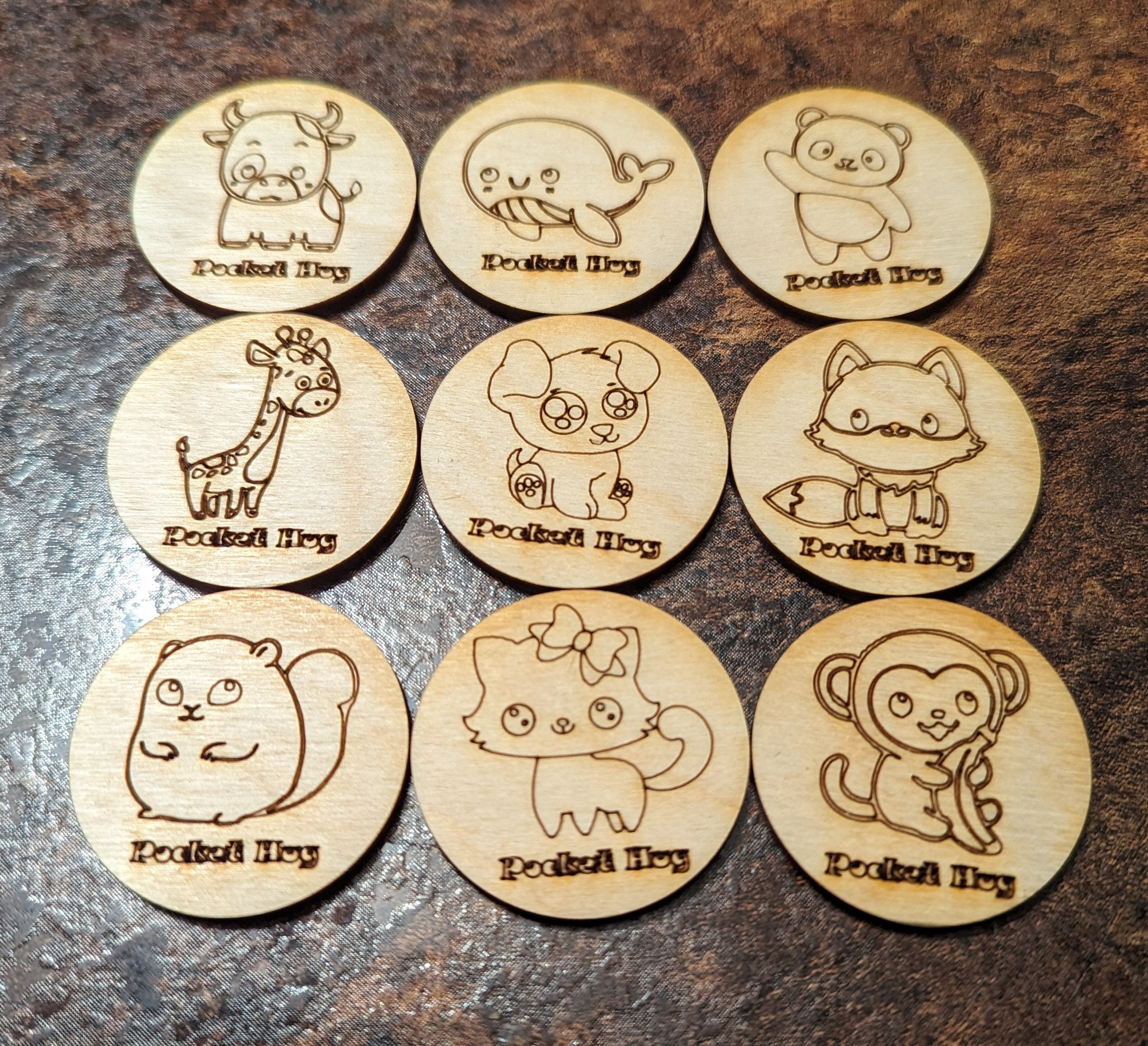 Set of 9 Cute Animal Pocket Hugs SVG DXF PDF Bundle Laser Cut Files ...