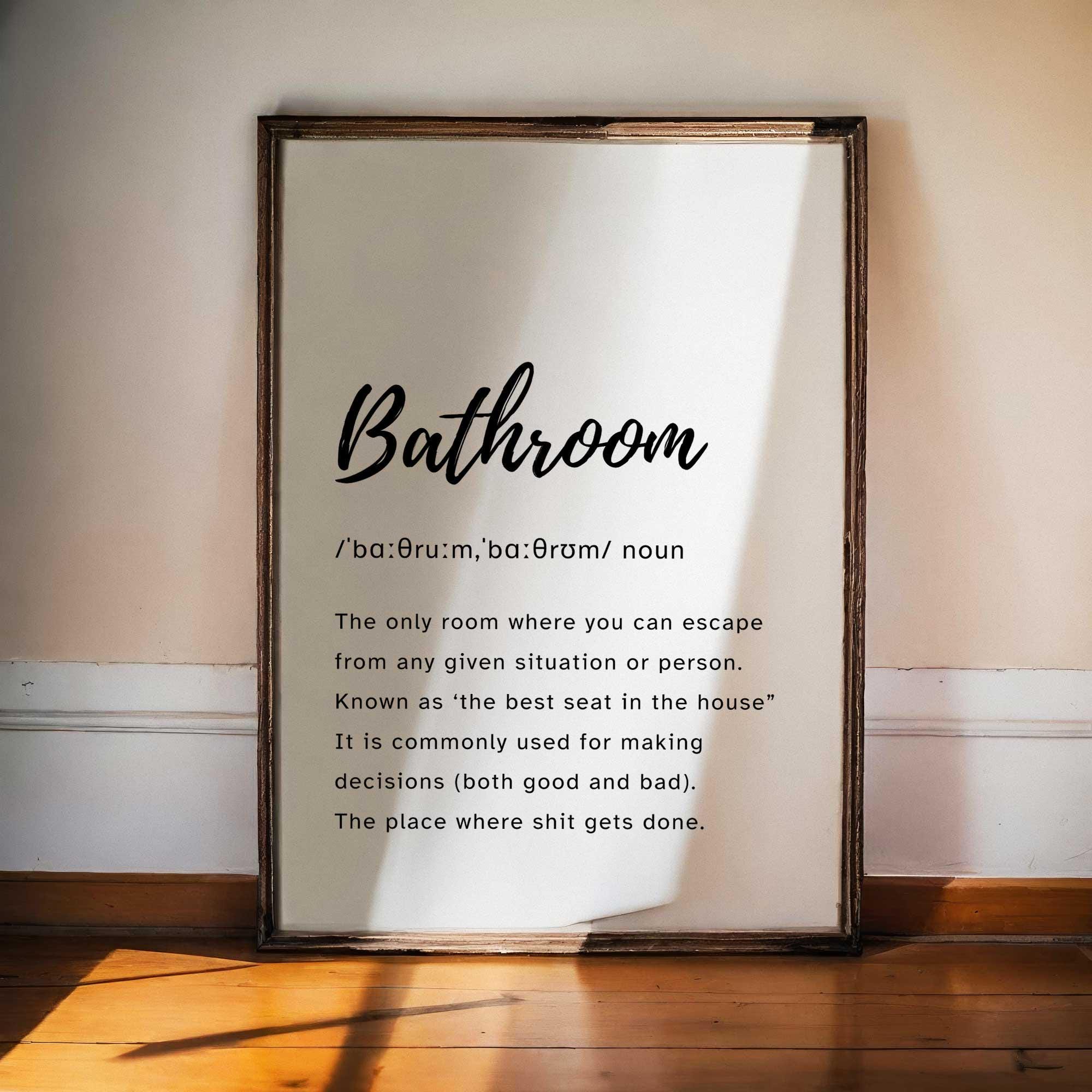 Bathroom Definition Wall Art, Printable Bathroom Wall Art, Home Wall ...