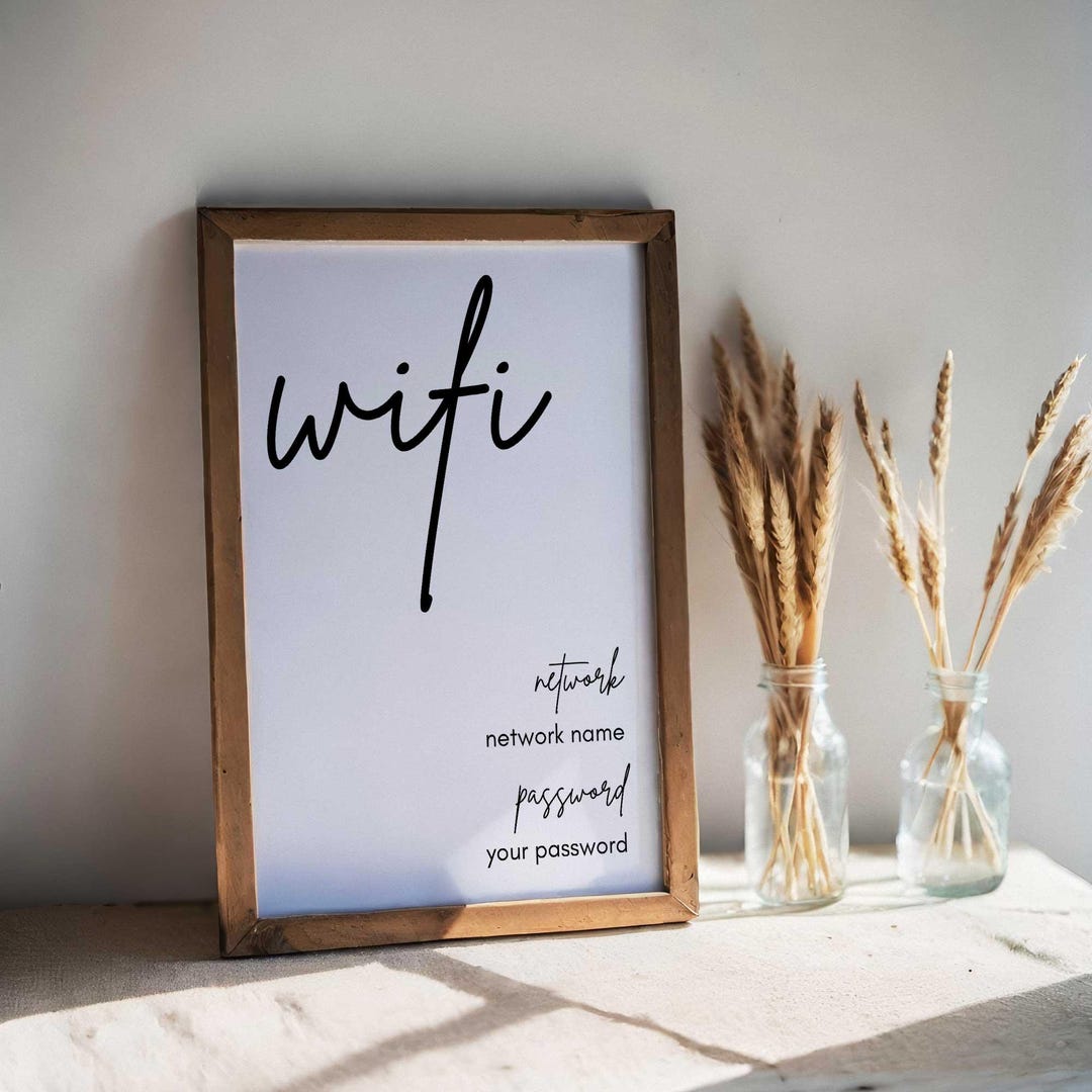 Editable Wifi Sign, US Letter Size, Editable Text, Instant Download ...