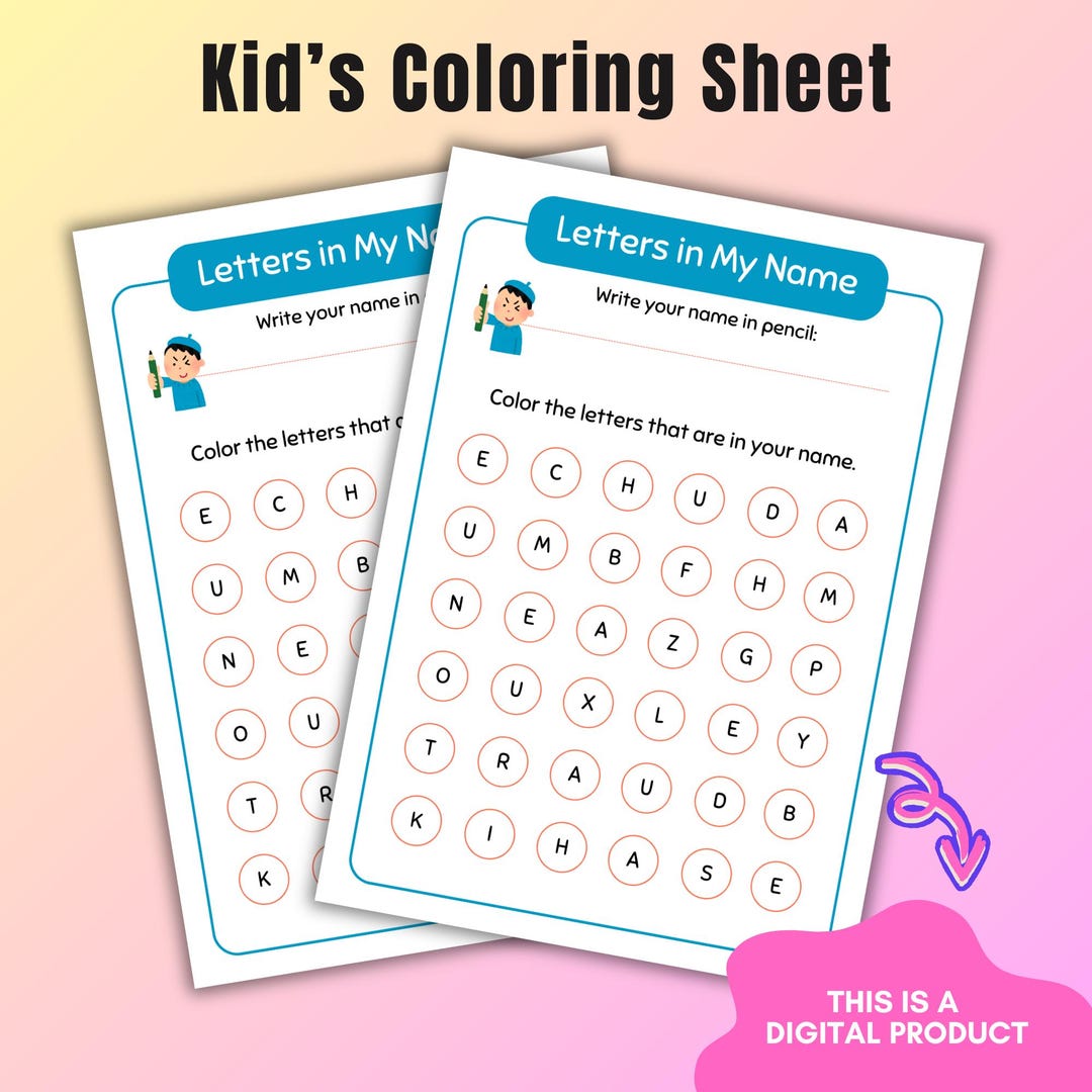 Kids Coloring Sheet | Letters in My Name Worksheet | Name Recognition ...