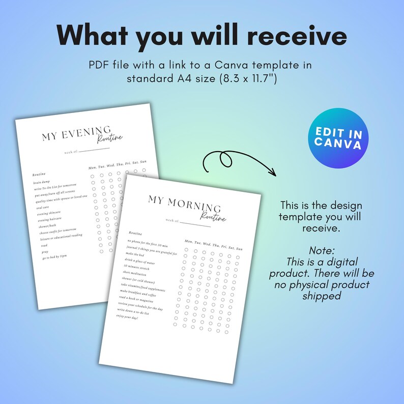 Editable Morning and Night Routine Checklist, Daily Routine Tracker ...