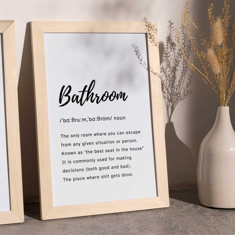 Bathroom Definition Wall Art, Printable Bathroom Wall Art, Home Wall ...