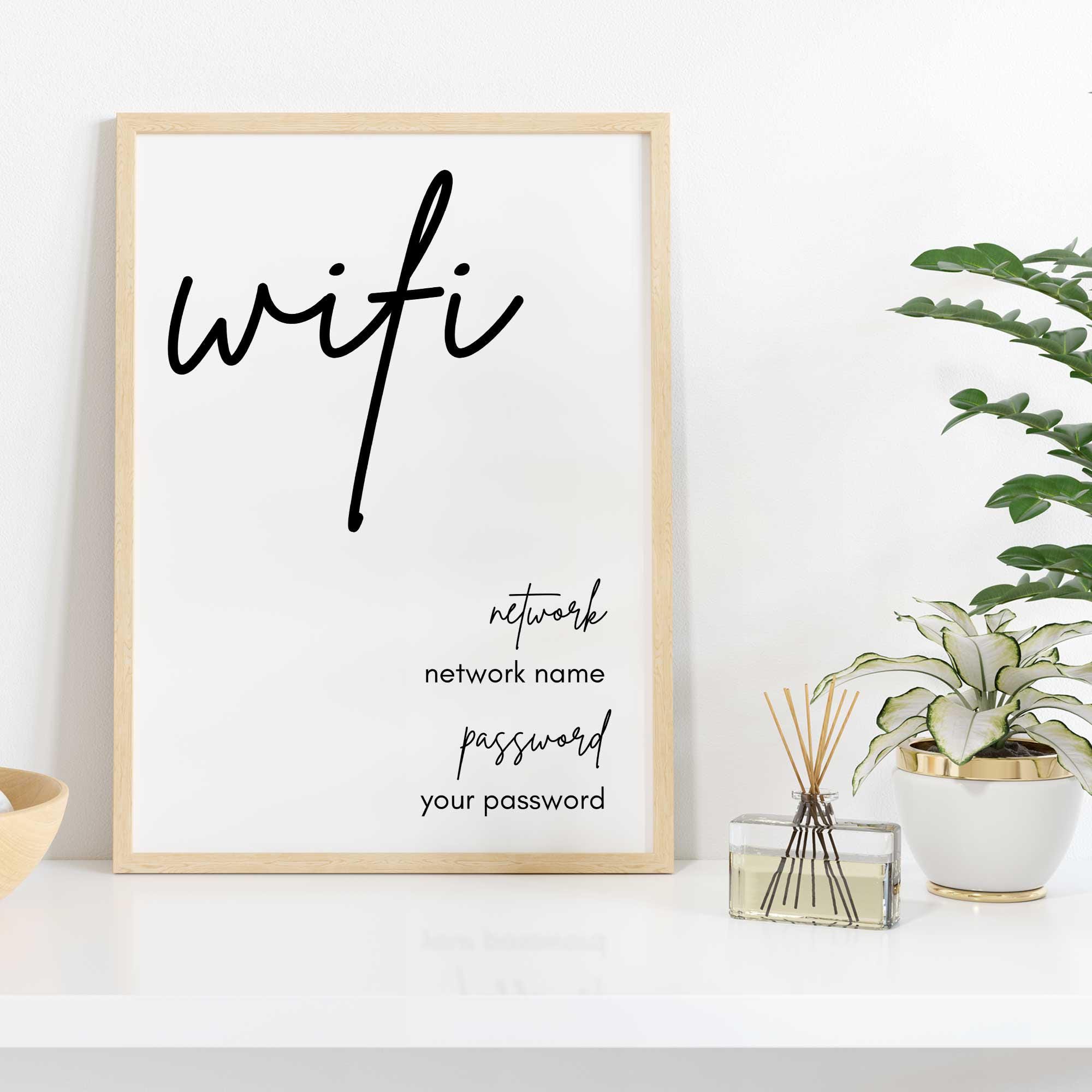 Editable Wifi Sign, US Letter Size, Editable Text, Instant Download ...