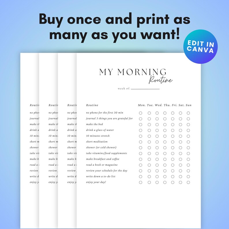 Editable Morning and Night Routine Checklist, Daily Routine Tracker ...