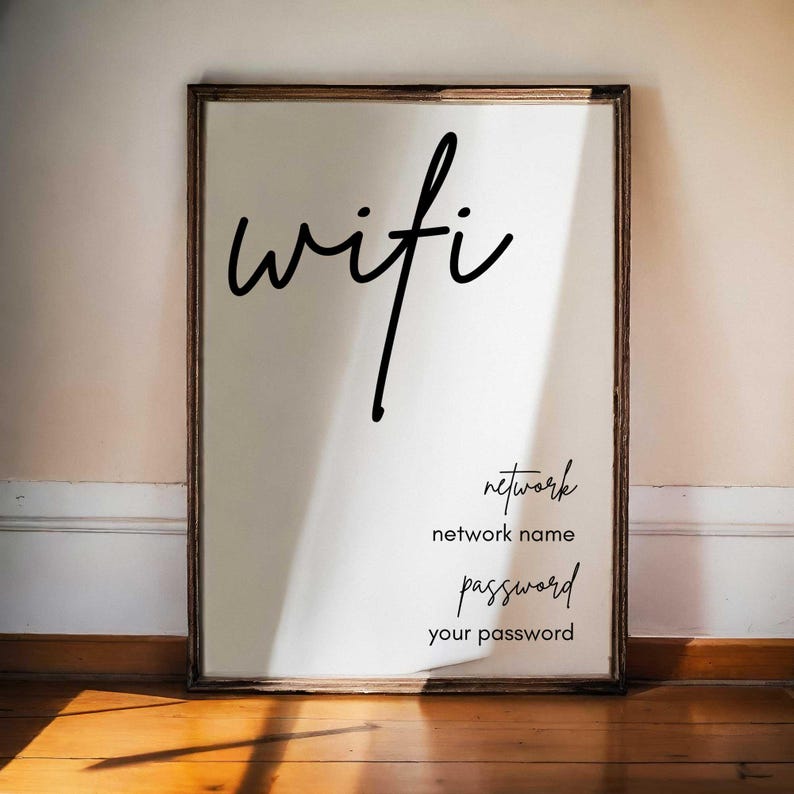 Editable Wifi Sign, US Letter Size, Editable Text, Instant Download ...
