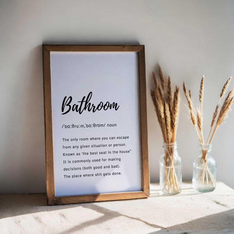 Bathroom Definition Wall Art, Printable Bathroom Wall Art, Home Wall ...