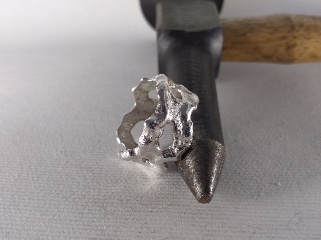 Organic Shape Sterling Silver Ring,melted Silver Ring,handcrafted ...