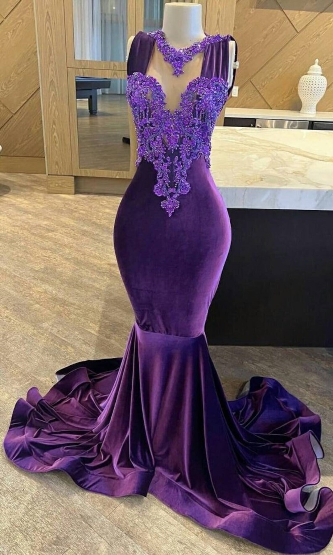 Purple Mermaid Prom Dress Evening Gown Homecoming Dress Etsy