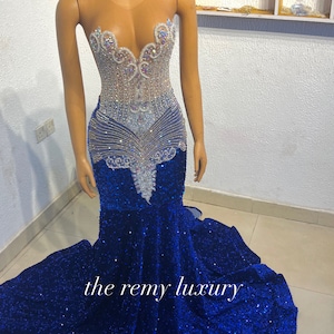 Luxury Shiny Diamond Royal Blue Prom Dress, Homecoming Dress Luxury ...
