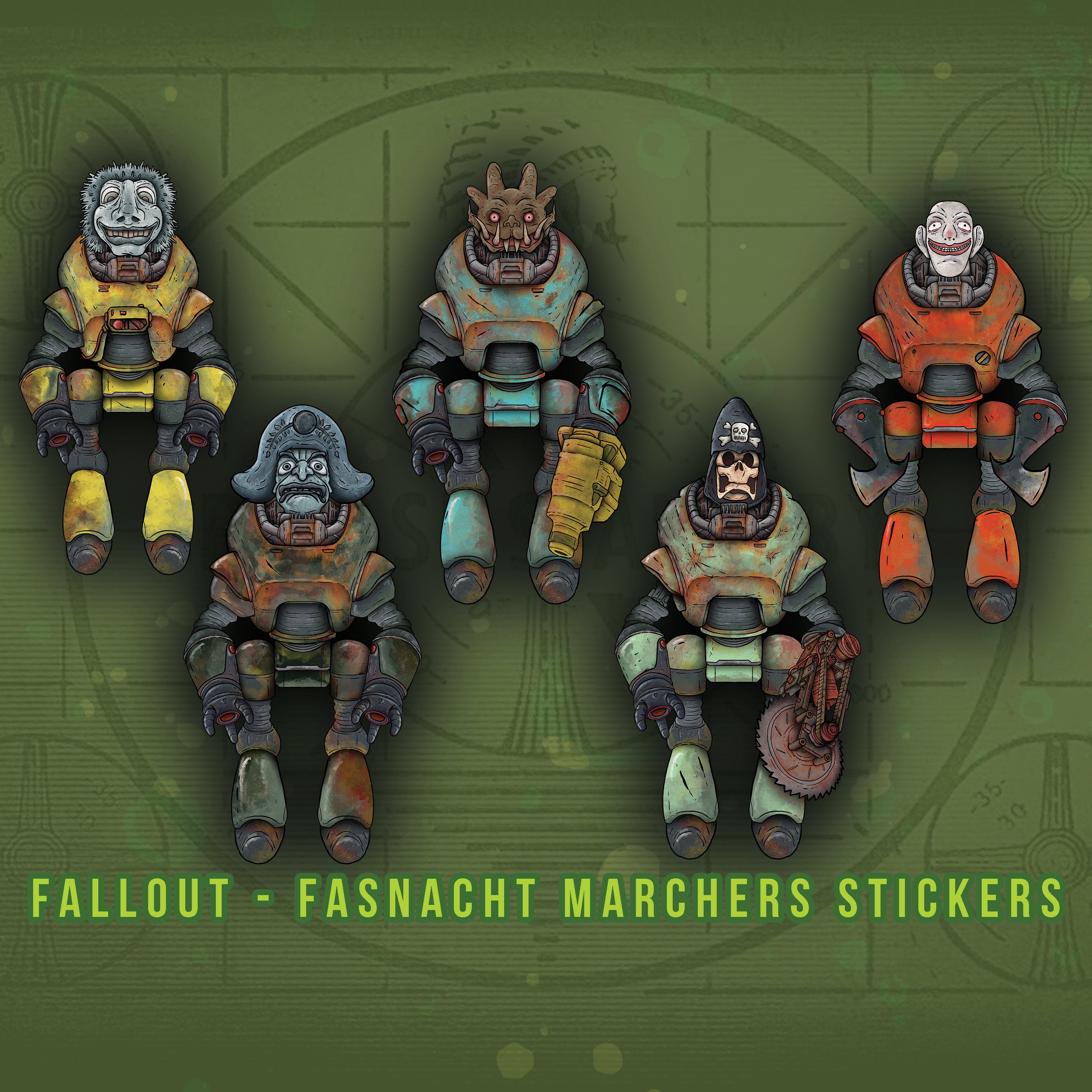 Fallout Fasnacht Marchers Stickers 5 Designs - Etsy