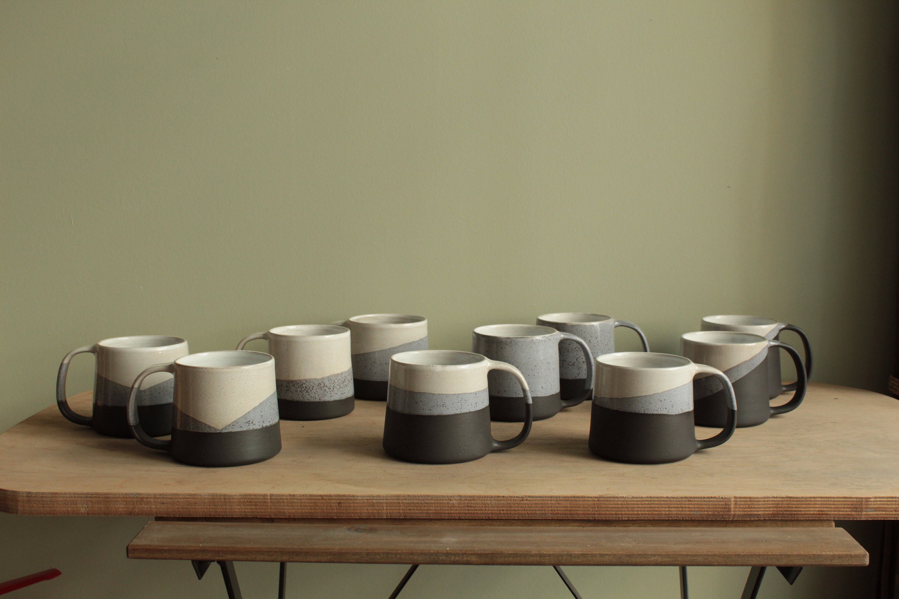 Three-colored handmade ceramic mug Ceramic coffee cup | Etsy