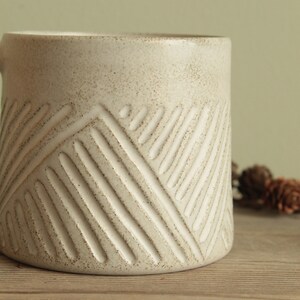 250-300ml Handmade Ceramic Coffee Mug, White/grey Textured Stoneware ...