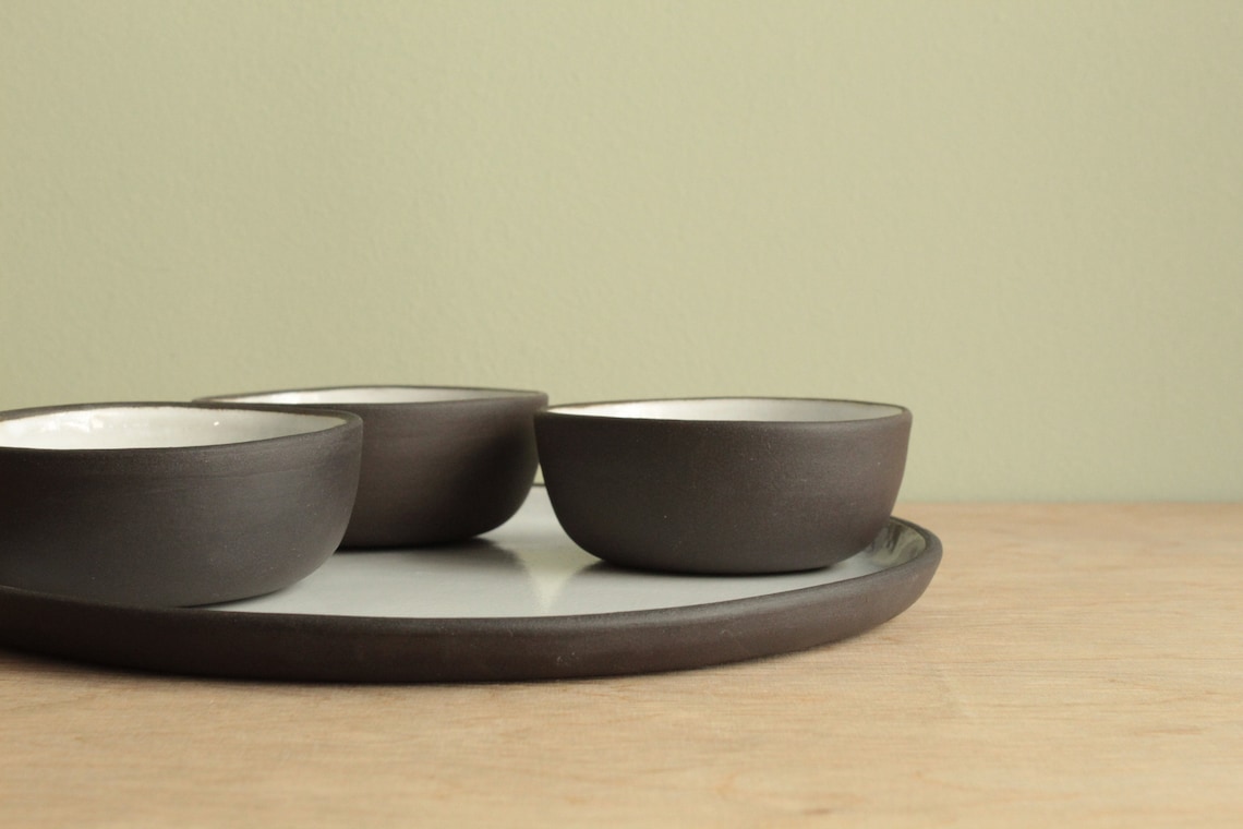 Set of Two Small Bowls Handmade Ceramic Bowls Black and - Etsy