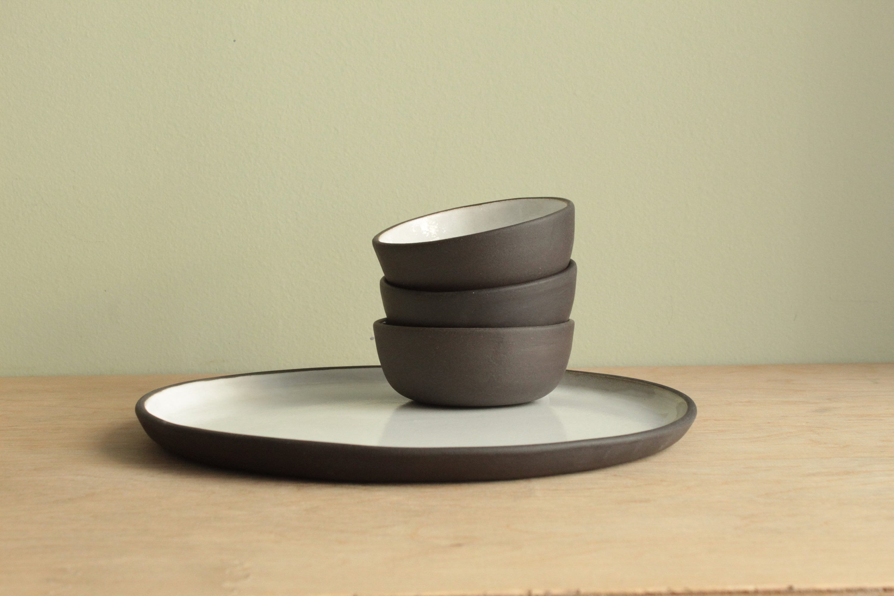 Set of Two Small Bowls Handmade Ceramic Bowls Black and - Etsy