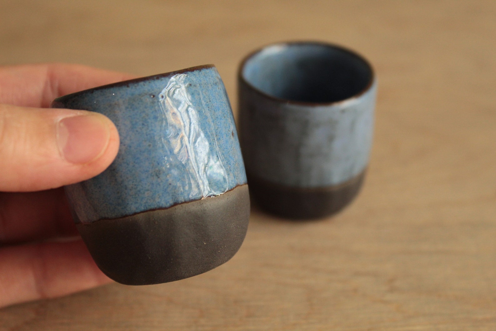 Set of 4 shot cups Ceramic blue shot cups Small cups | Etsy