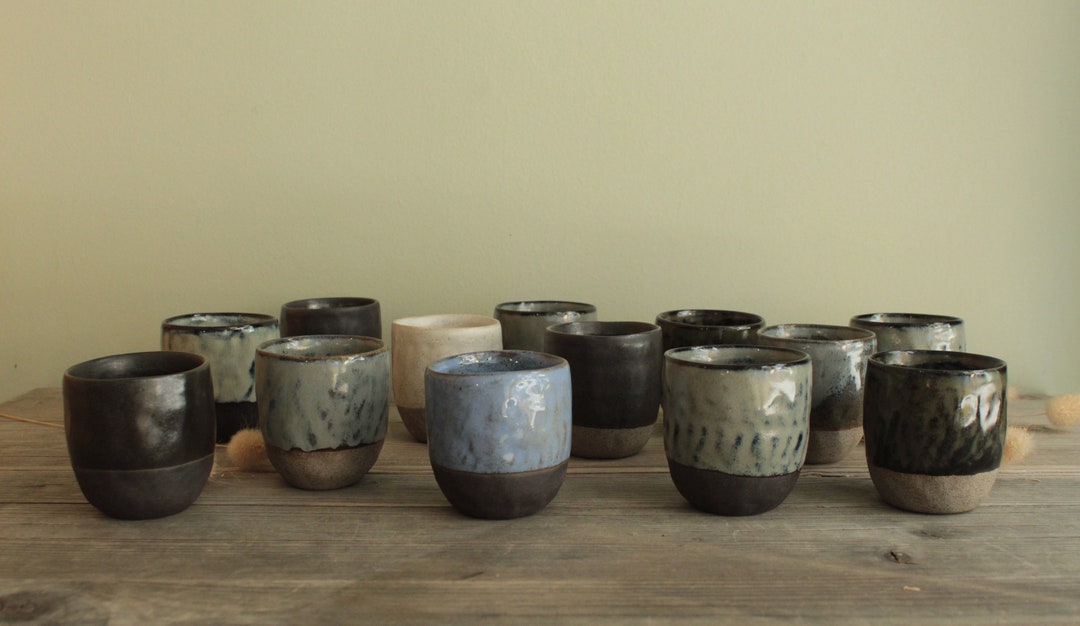 Set of 4 Handmade Ceramic Espresso Cups, Stoneware Coffee Cup, Small ...