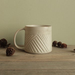 250-300ml Handmade Ceramic Coffee Mug, White/grey Textured Stoneware ...