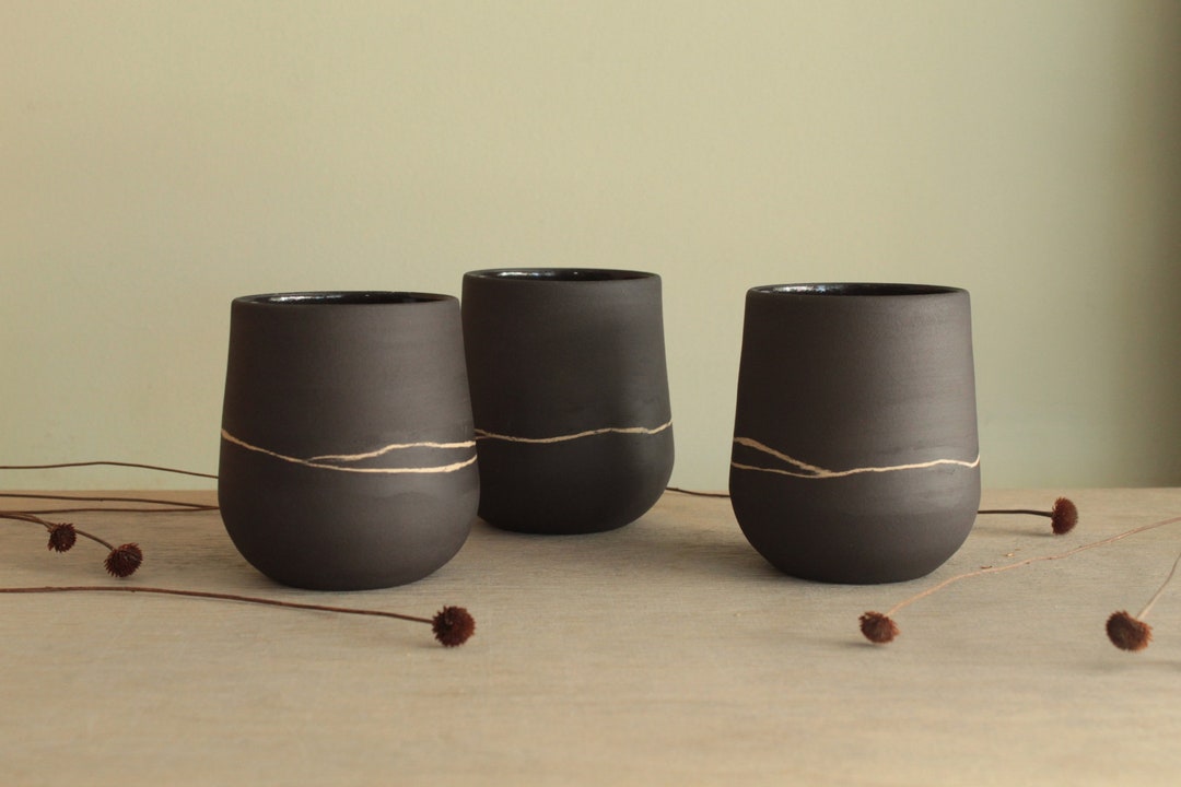 White Line Coffee Cup, Cappuccino Cup, Handmade Ceramic Cup, Minimalist ...