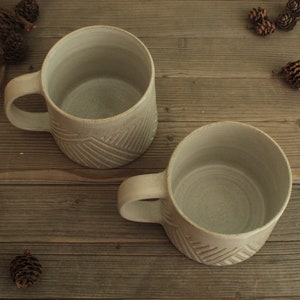 250-300ml Handmade Ceramic Coffee Mug, White/grey Textured Stoneware ...