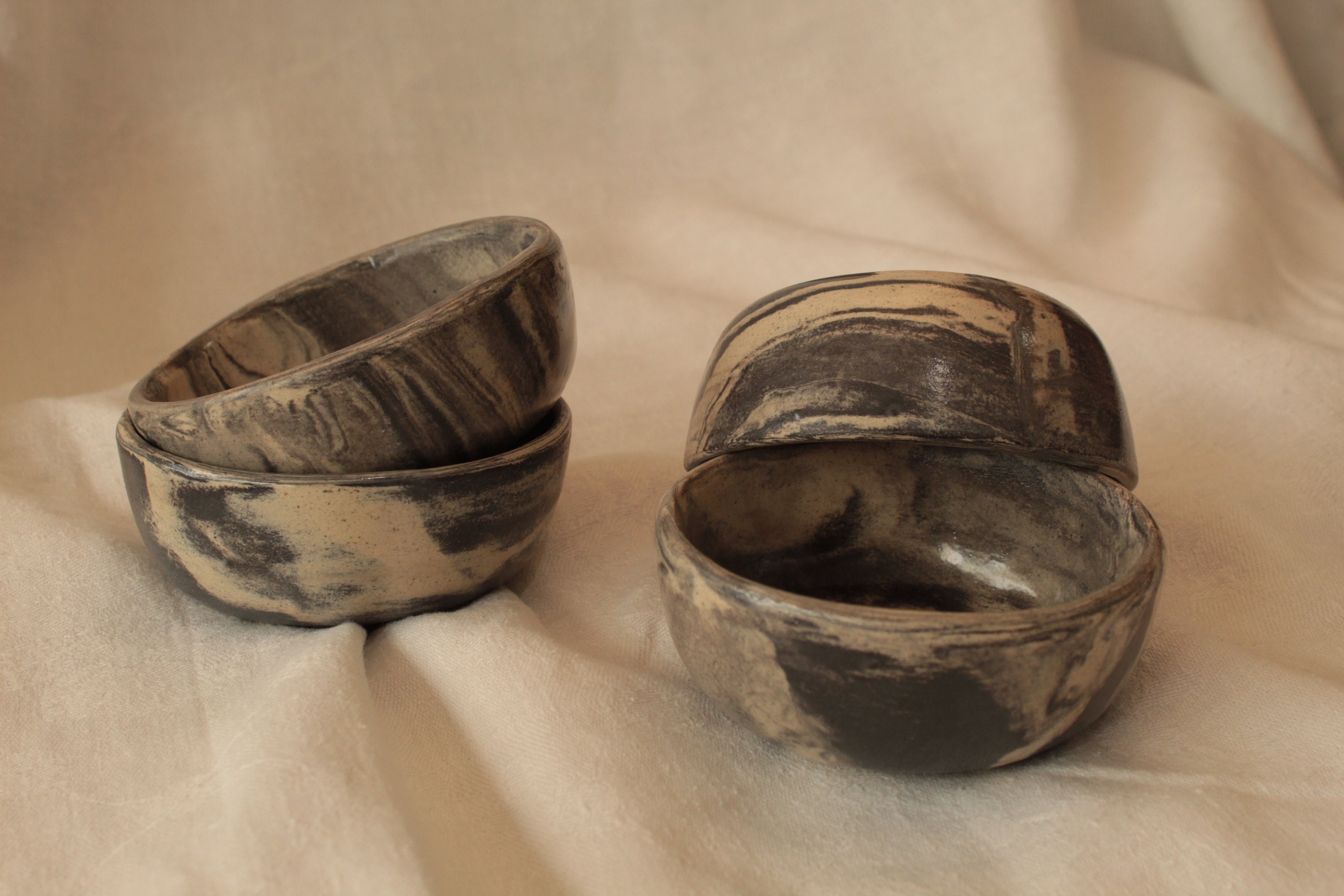 Set of Two Small Bowls Handmade Ceramic Bowls Marble Effect - Etsy