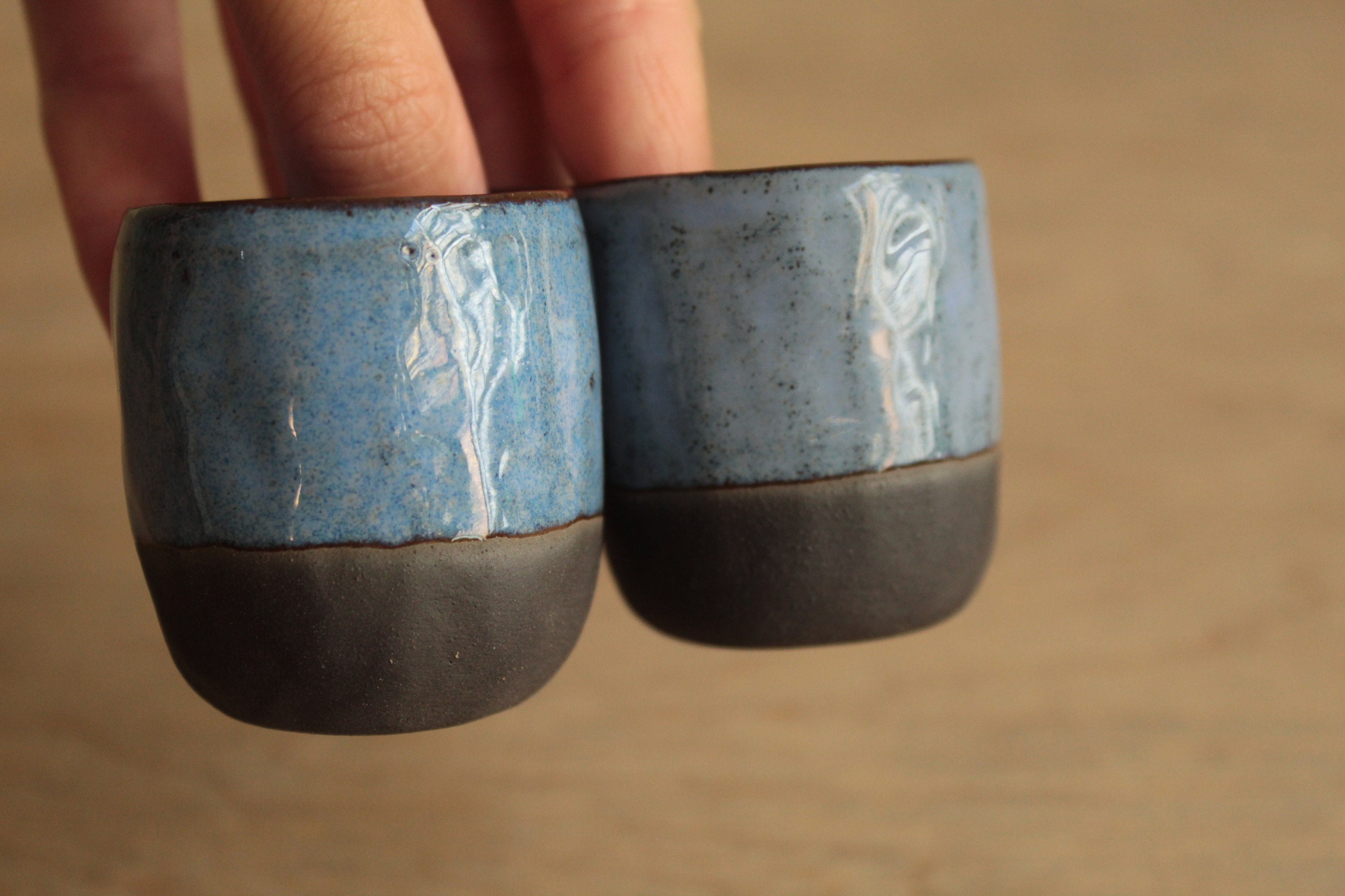 Set of 4 Shot Cups Ceramic Blue Shot Cups Small Cups - Etsy UK