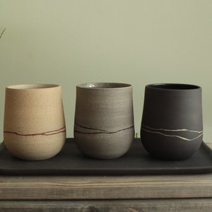 White Line Coffee Cup, Cappuccino Cup, Handmade Ceramic Cup, Minimalist ...