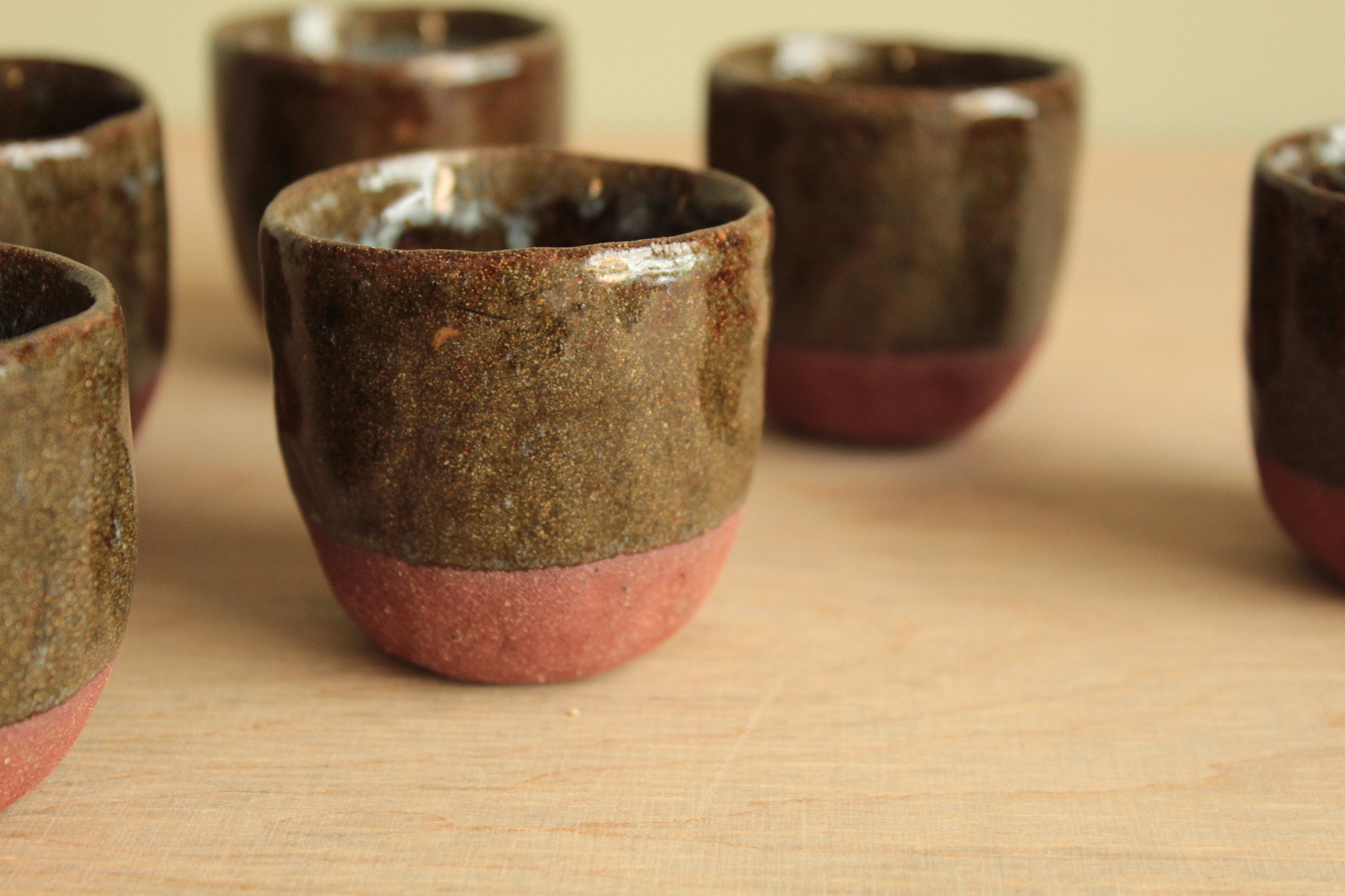 Set of 4 Shot Cups, Ceramic Red-green Shot Cups, Small Cups, Handmade ...