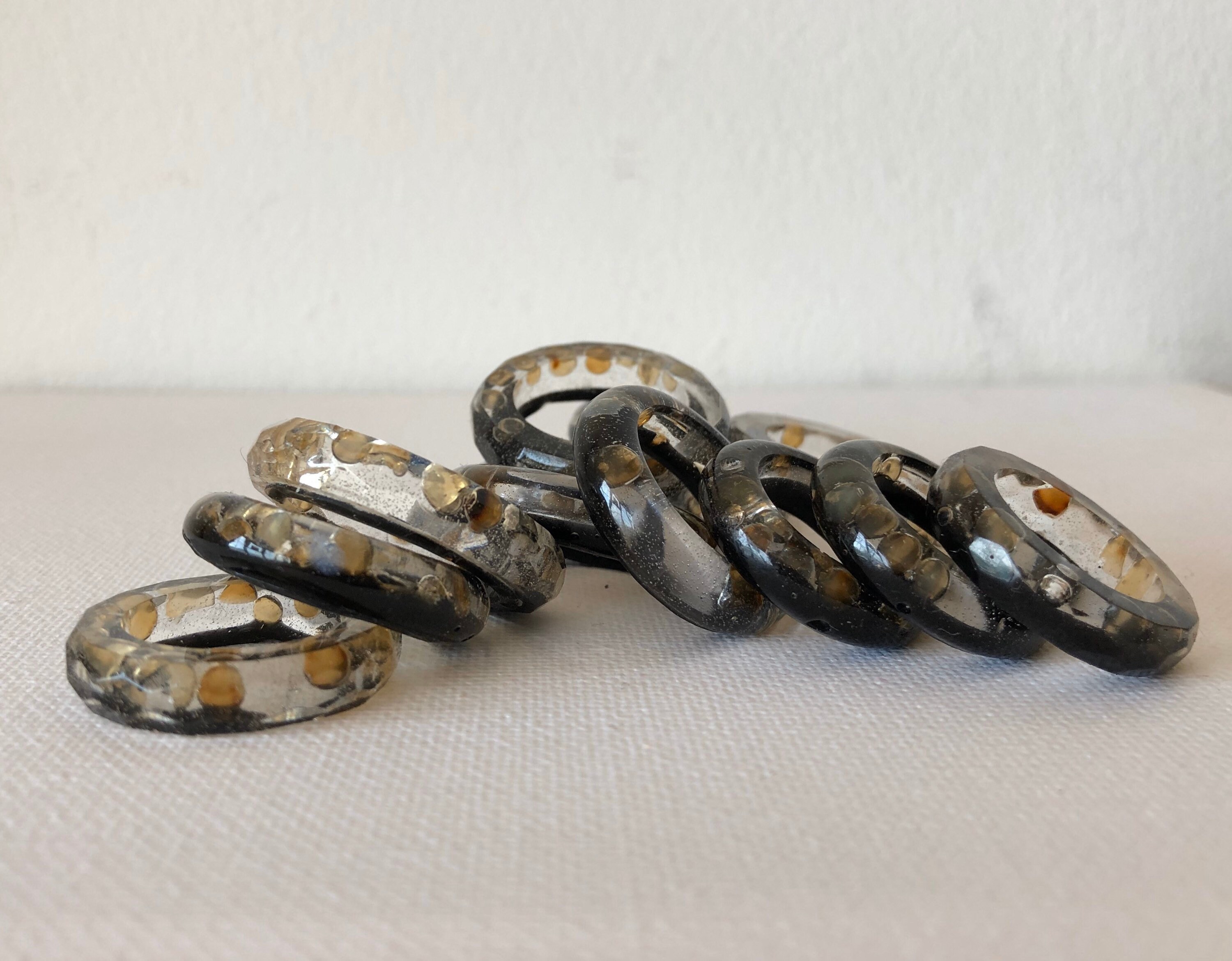 Anillos gruesos de ámbar y resina anillos hechos a mano color | Etsy
