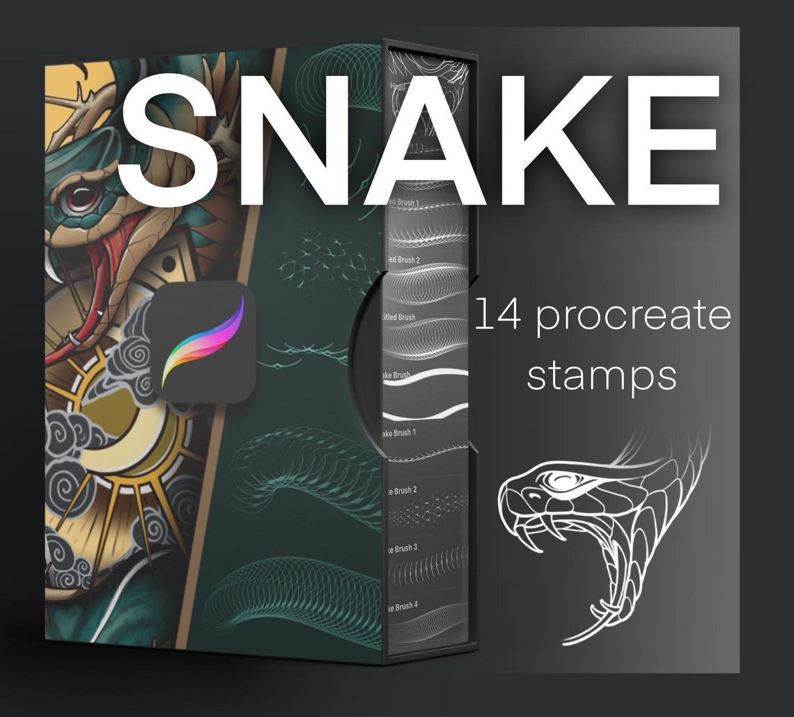 Neotraditional Snake Brush Set: 14 Procreate Tattoo Stamp Brushes ...