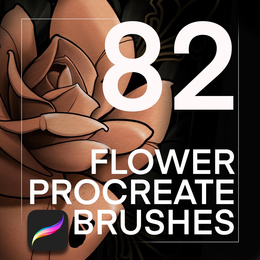 Flower Brush Set for Procreate: Rose, Peony, Chrysanthemum (82 Stamps ...