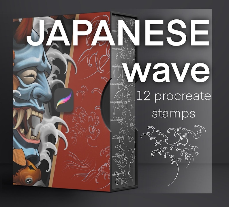Japanese Wave Procreate Brushes: Tattoo Flash Stamps (digital Download ...