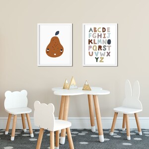 Pear & Alphabet Printable Neutral Nursery Print Earthy Gender Neutral ...