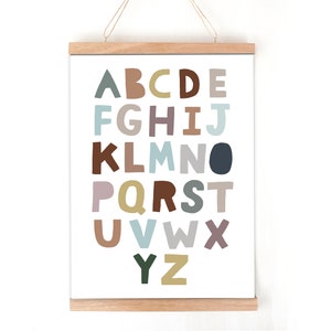 Alphabet Shapes Numbers- Playroom Printable - Set Boho Earthy Neutral ...