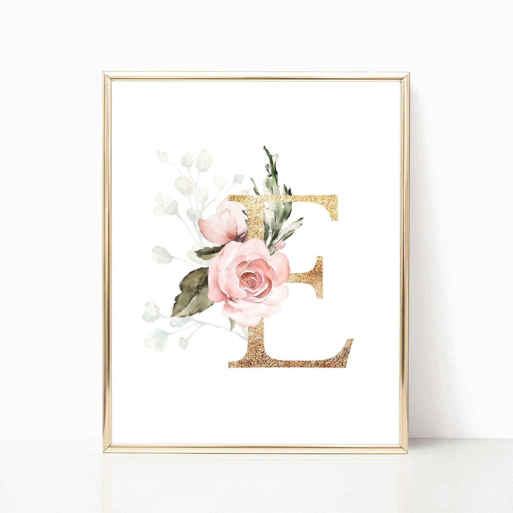 Printable Monogram- Gold, Watercolor, Nursery Wall Art, Kids Room Decor ...