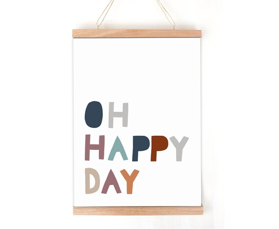 Oh Happy Day Printable Motivational Playroom Boho Earthy | Etsy