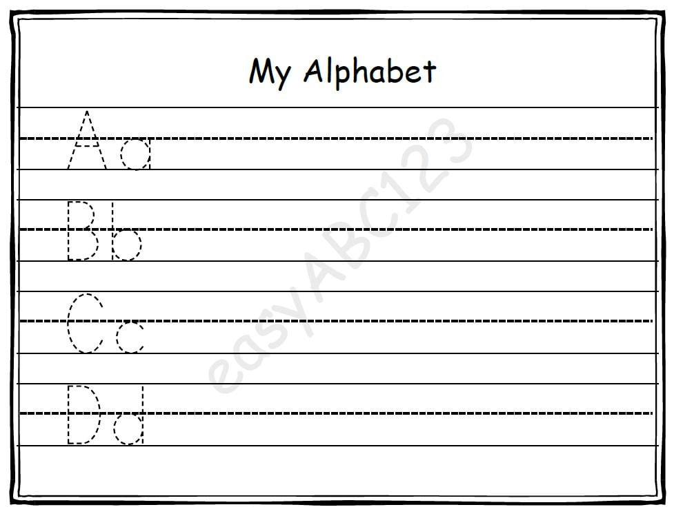 Printable Uppercase and Lowercase Alphabet Letters Trace & Copy Pages ...