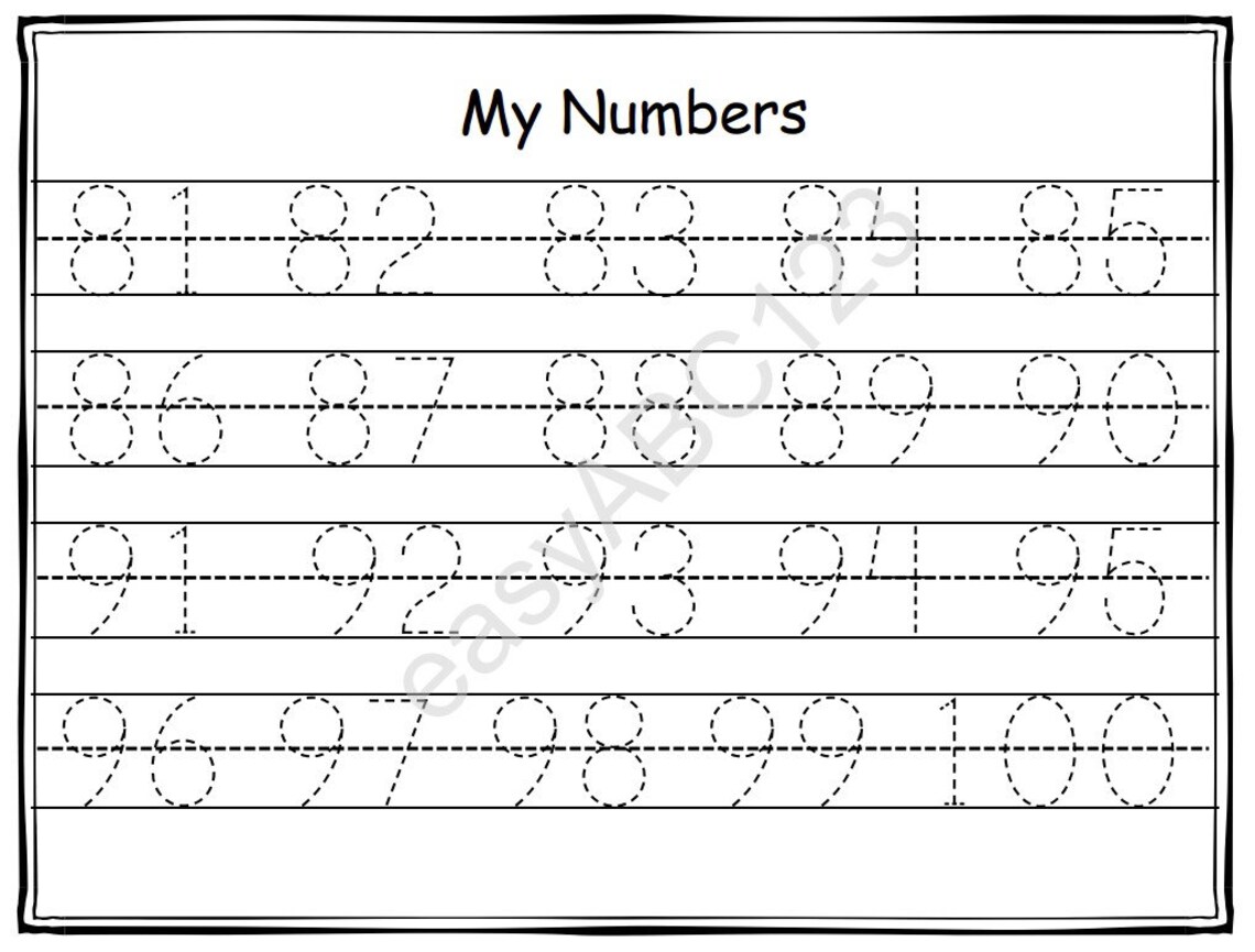 Printable 0-100 My Numbers Tracing Page | Includes Bonus Practice Page ...
