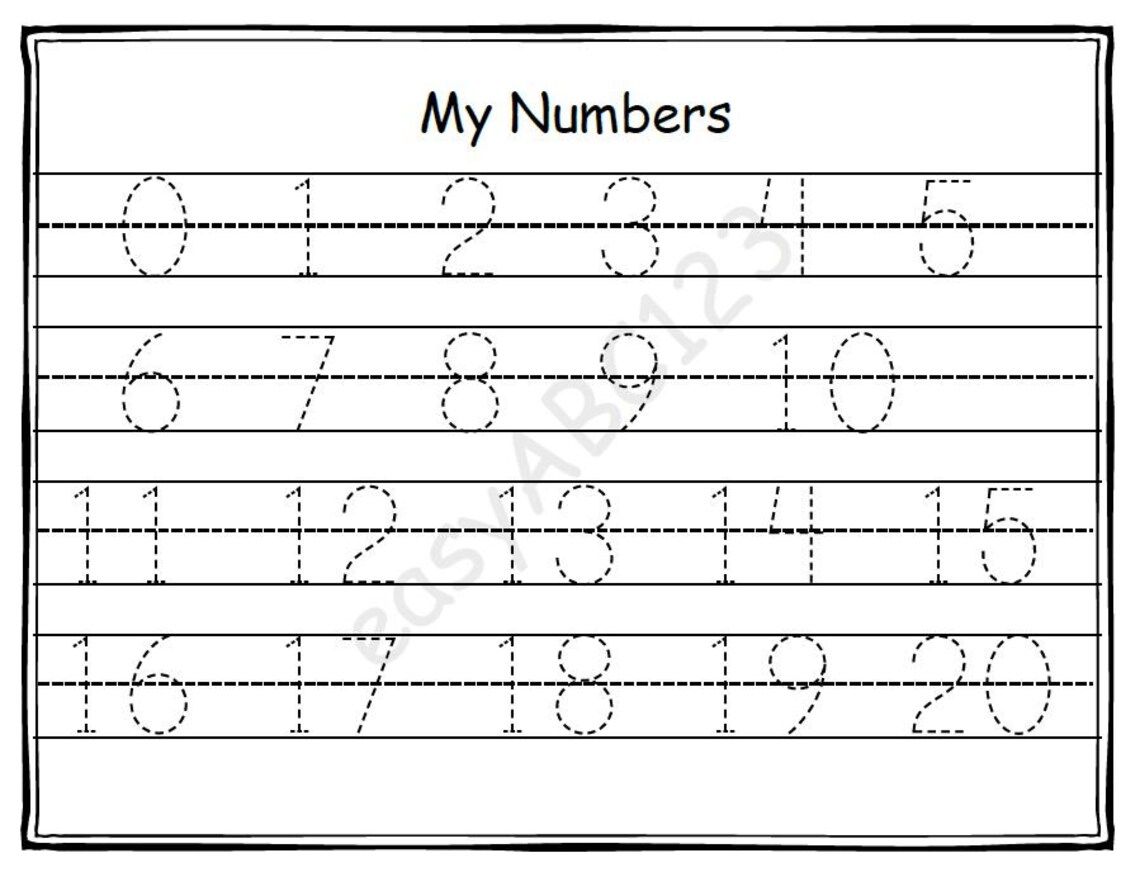 Printable 0 20 My Numbers Tracing Page Includes Bonus Etsy