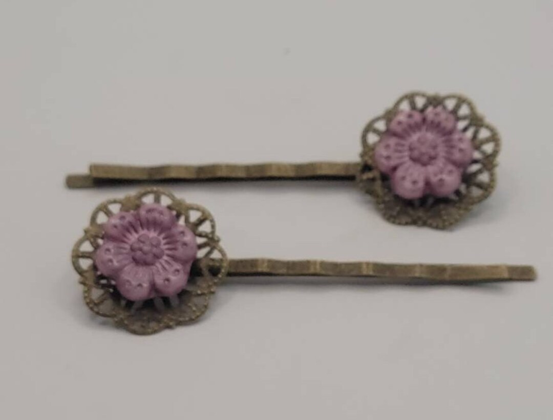 Bronze Colored Bobbie Pins / Hair Pins With Czech Glass Bead Detail - Etsy