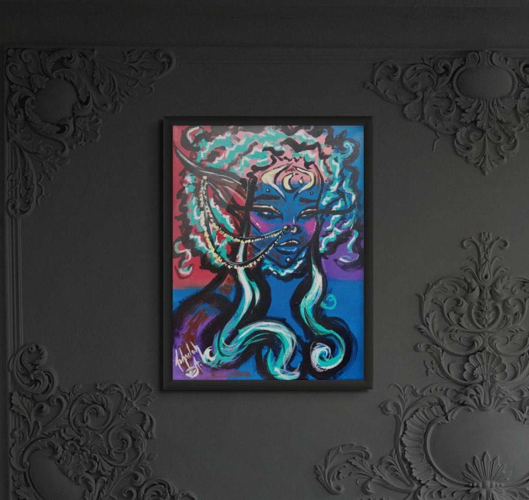 Blue Woman Portrait, Space Alien | Wall Art Prints, Home Decor, Wall ...