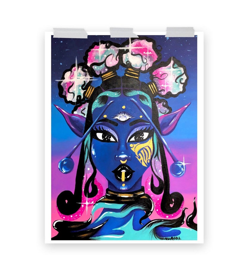 Space Bantu Knots Alien Art | Wall Art Prints, Galaxy Art, Mythical ...
