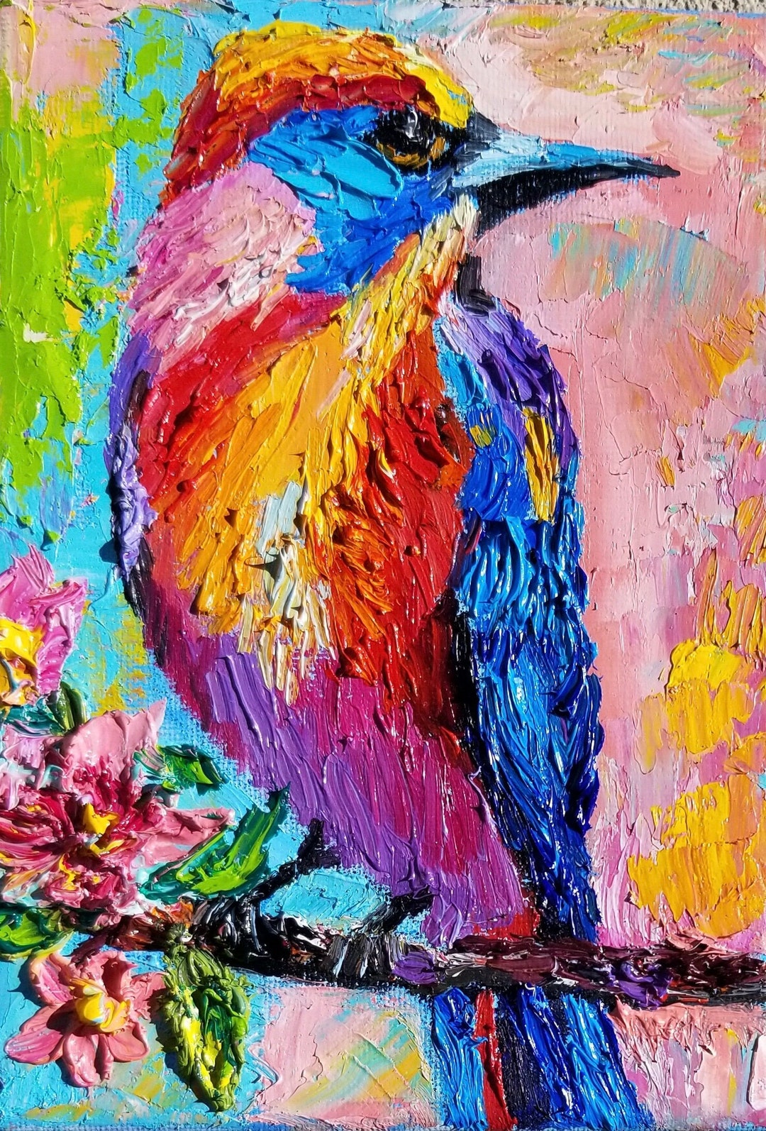 Bird#2,oil, 5”x7”,framed - Etsy