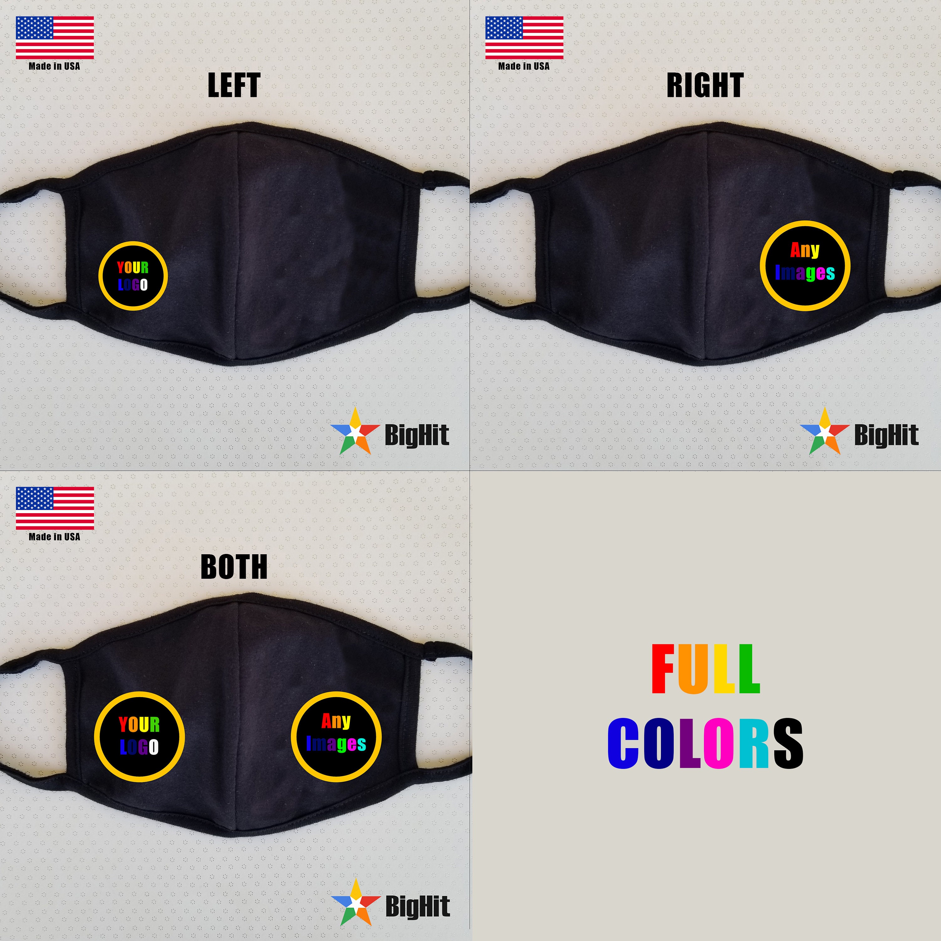 Full Color Custom Face Mask Logo Face Mask Image Face Mask | Etsy