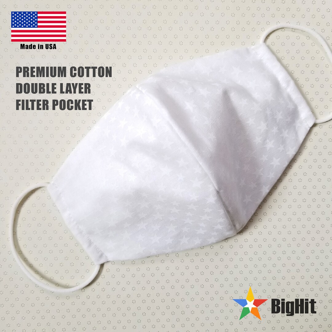 White Star Premium Cotton Face Mask With Filter Pocket - Etsy